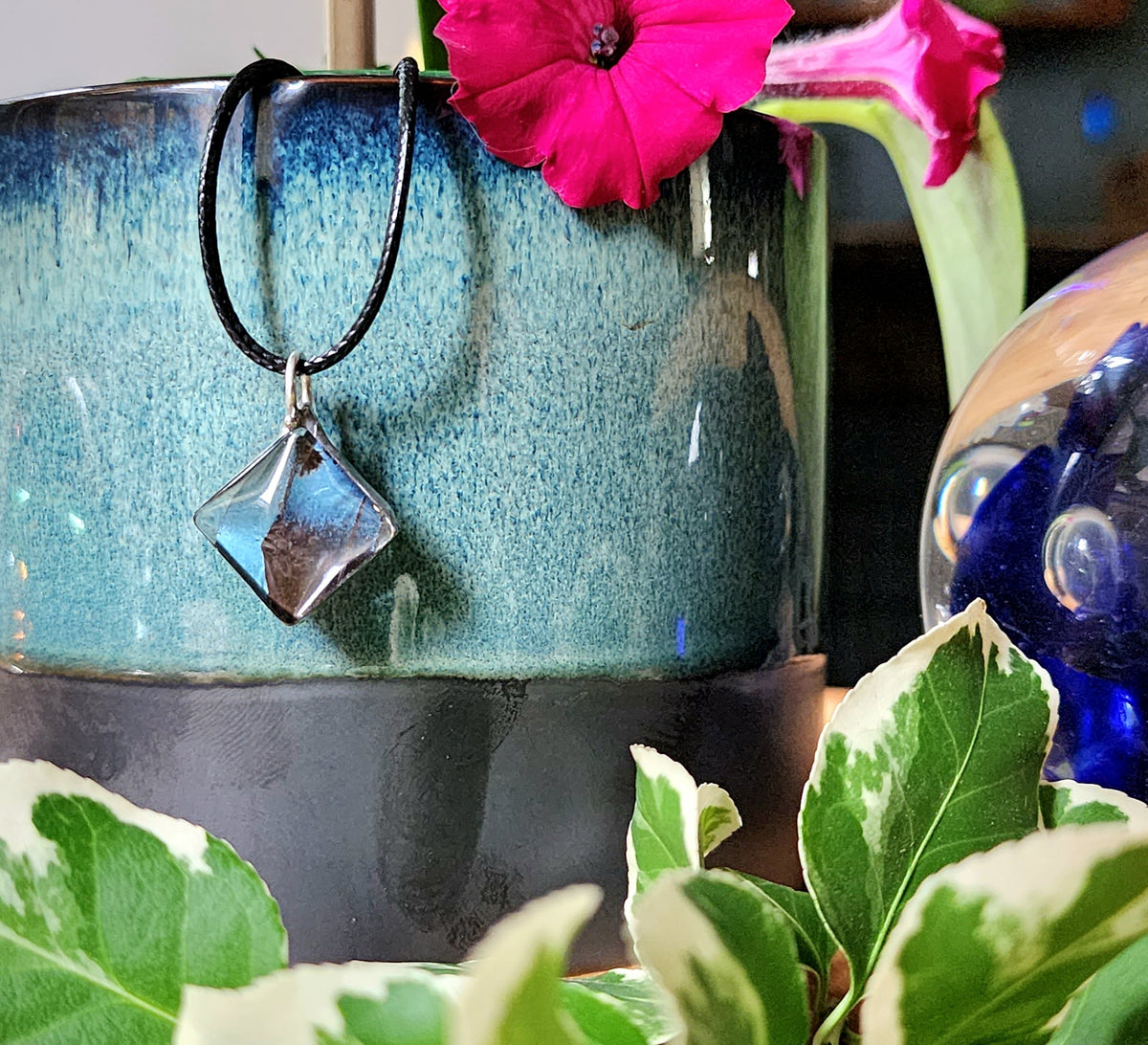 Blue Morpho Fagardi Butterfly Wing Diamond Shaped Pendant – WingsAllure