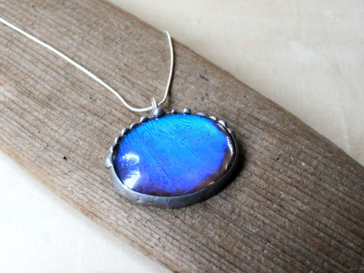 Blue Butterfly Oval Pendant - Debra's Divine Designs – WingsAllure